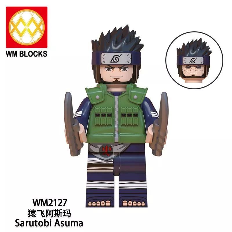 Jual Mini Action Figure Asuma Sarutobi Anime Naruto Brick Mainan Balok ...
