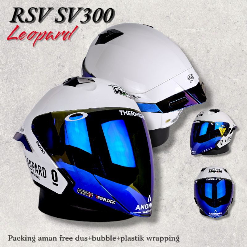 Jual RSV SV300 LEOPARD PAKET GANTENG PUTIH | HELM HALF FACE DOUBLE ...