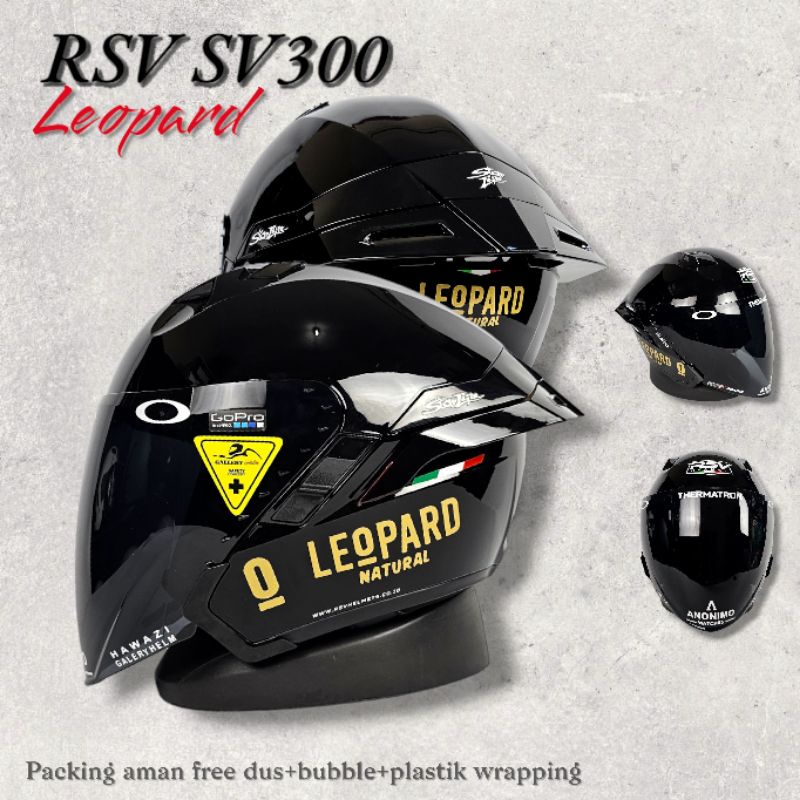 Jual RSV SV300 LEOPARD PAKET GANTENG HITAM GLOSSY | HELM RSV HALF FACE ...