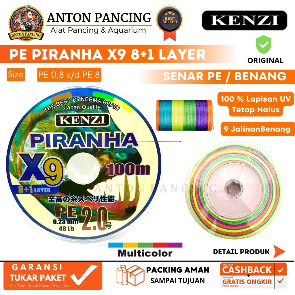 Jual Senar Pancing Kenzi Piranha X9 Multicolor PE 0.8 s/d PE 8 50-100 M 9 Lilitan Konekting ...
