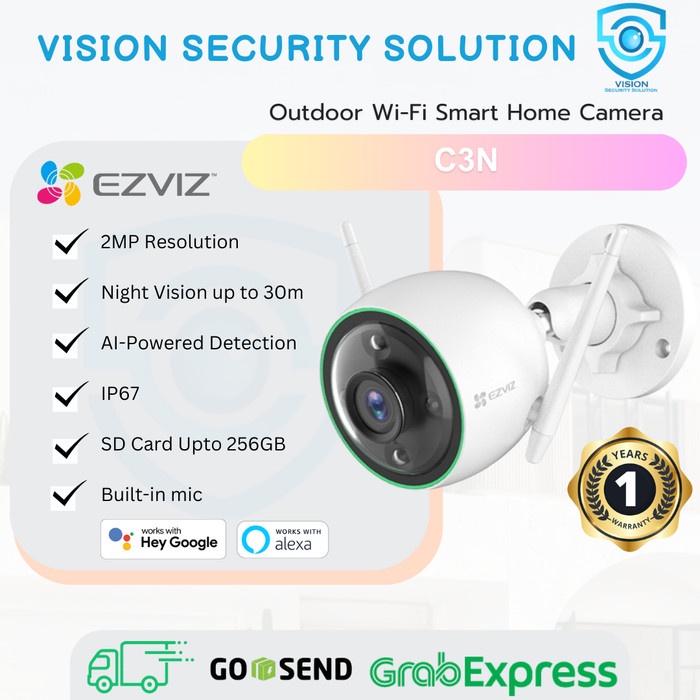 Jual CCTV IP Wireless Ezviz by Hikvision Outdoor C3N 2MP CS-C3N Audio ...
