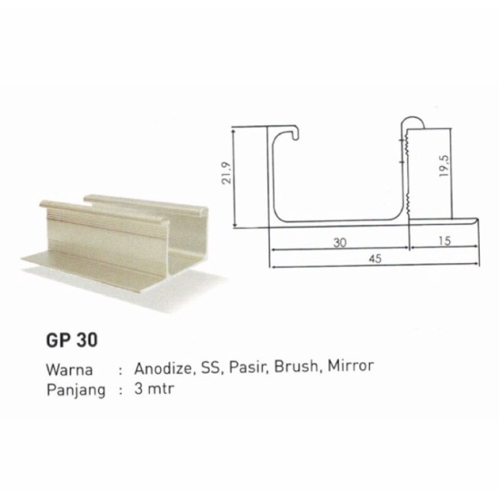 Jual Promo Profil Lis List Edging Frame Handle Alumunium Aluminium Gp ...
