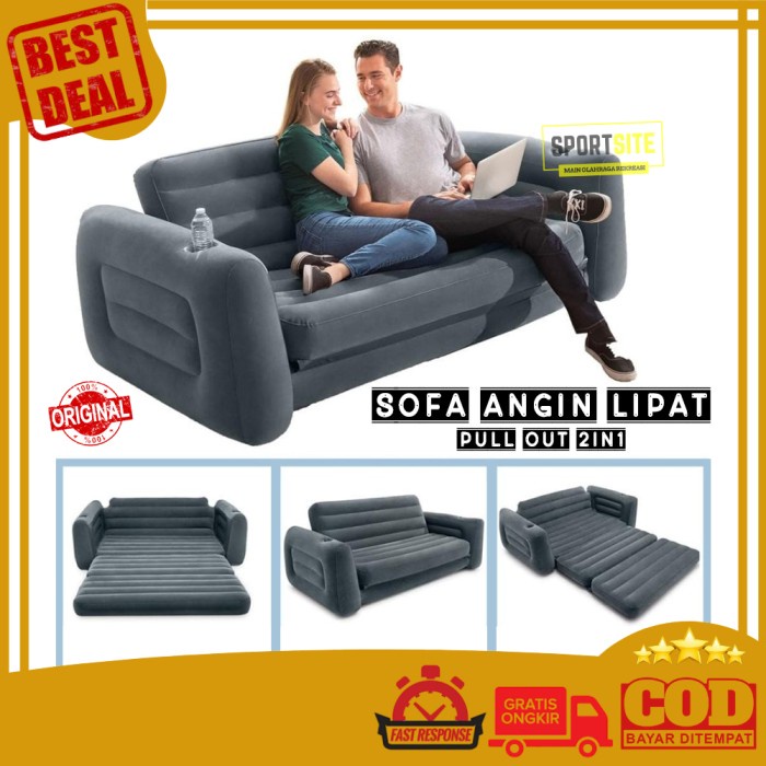 Jual Intex Pull Out 2 In 1 Sofa Bed Hitam. Sofa Angin Lipat Pompa Tiup ...