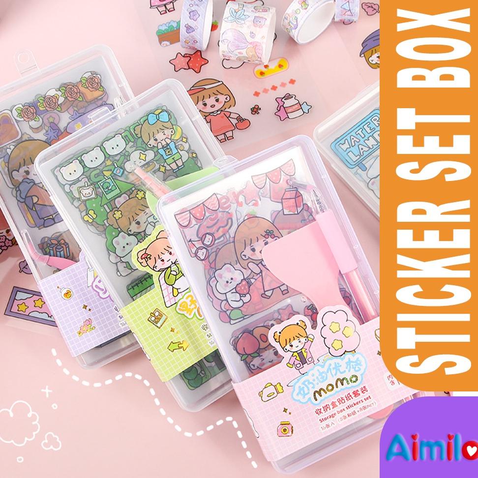 Jual Aimilo Sticker Set Storage Box Kit Paket Kotak Sticker isi 16 ...
