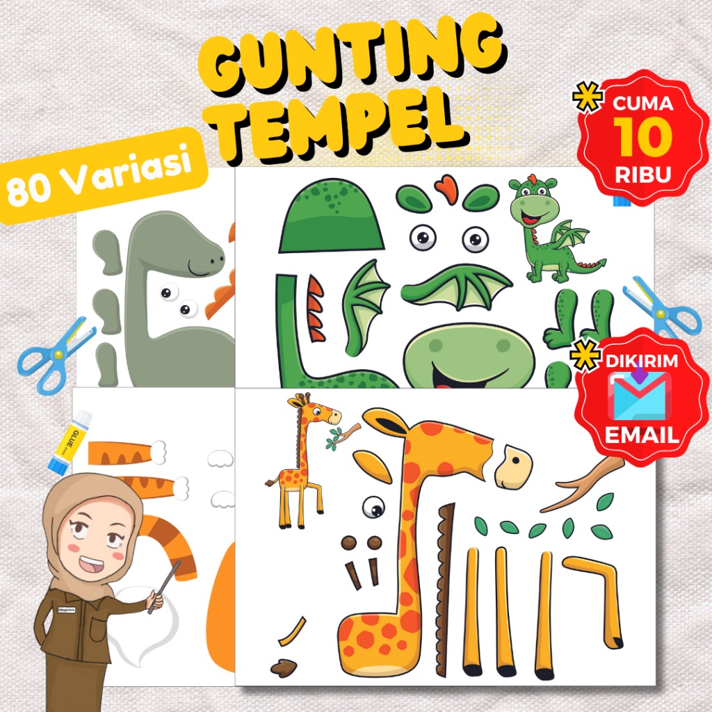Jual Bu Guru Ria - 80++ Lembar Gunting Tempel Seri Hewan (PDF ...