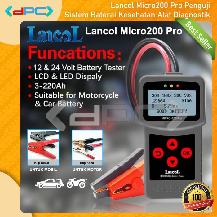 Jual Sale Lancol Battery Tester Micro 200 Pro Alat Test Aki Digital ...
