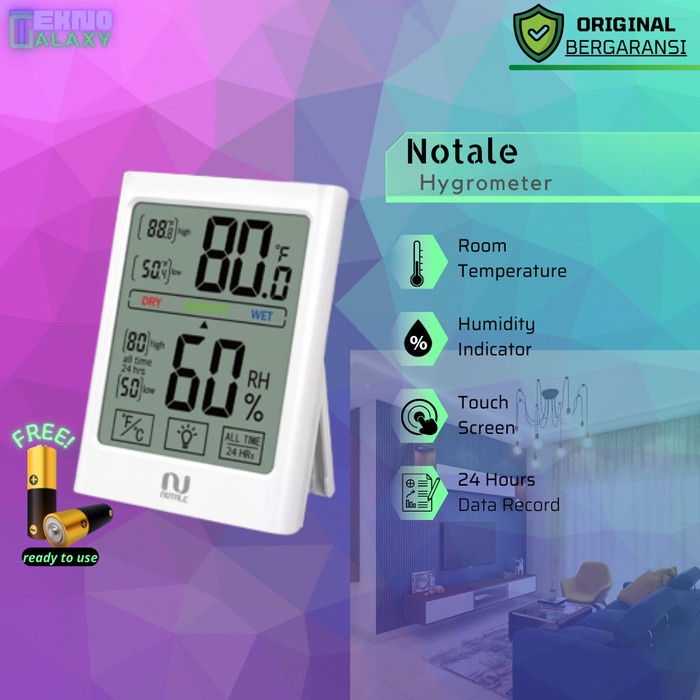 Jual NOTALE HYGROMETER TERMOMETER ROOM HUMIDITY KELEMBAPAN SUHU RUANGAN ...