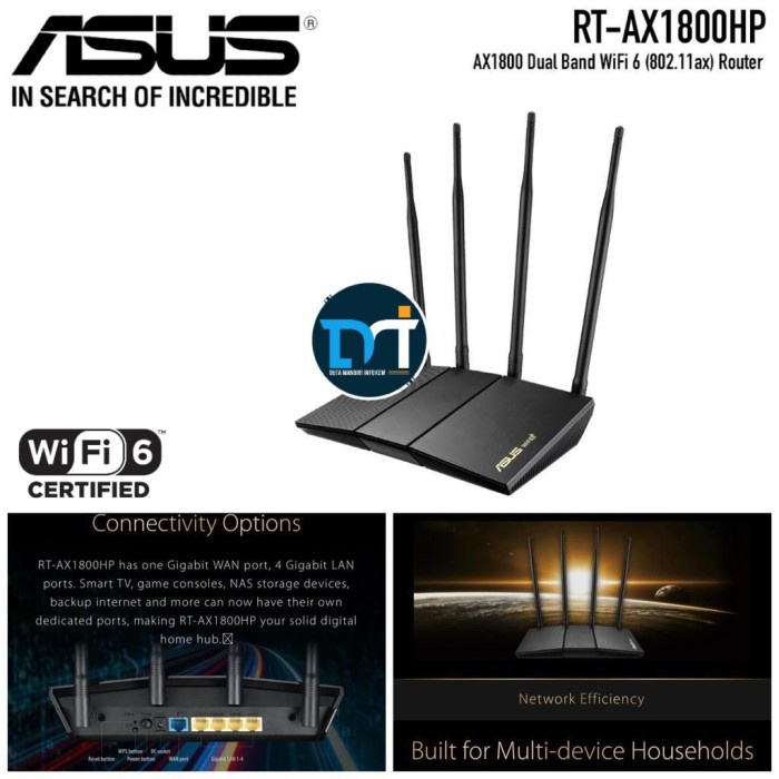Jual Asus RT-AX1800HP - AX1800 Dual Band WiFi 6 Router with ...