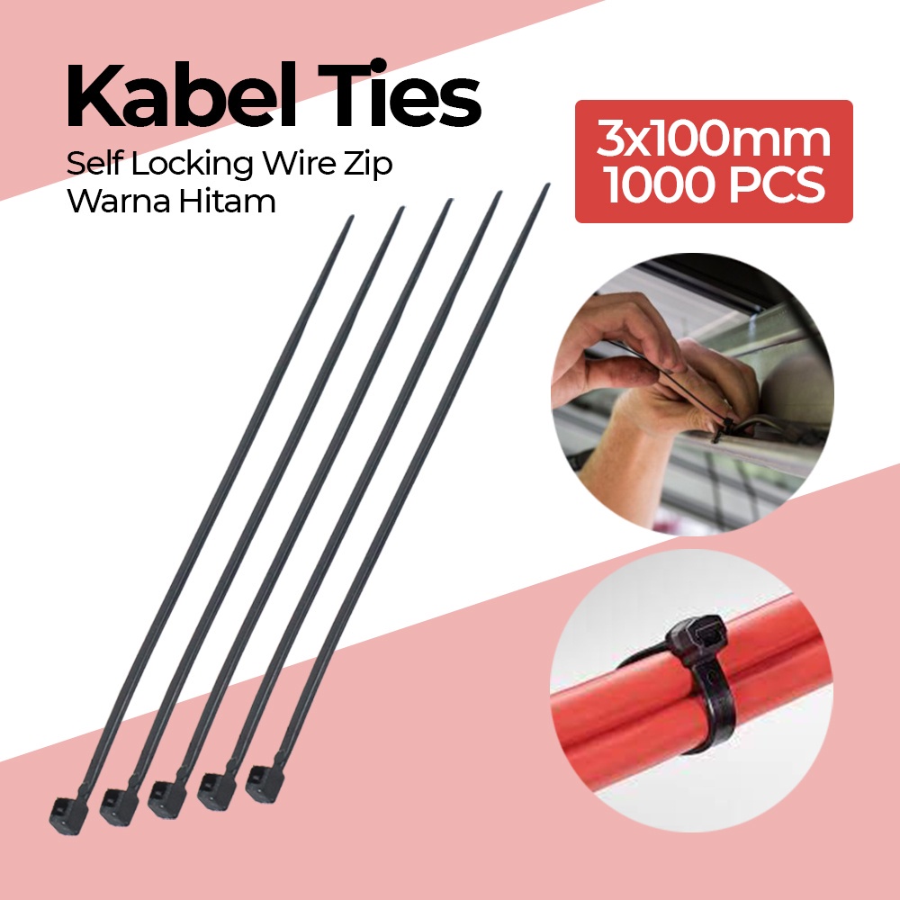 Jual Kabel Tis Ties Self Locking Wire Zip 3x100mm 1000 PCS LYZ100 ...