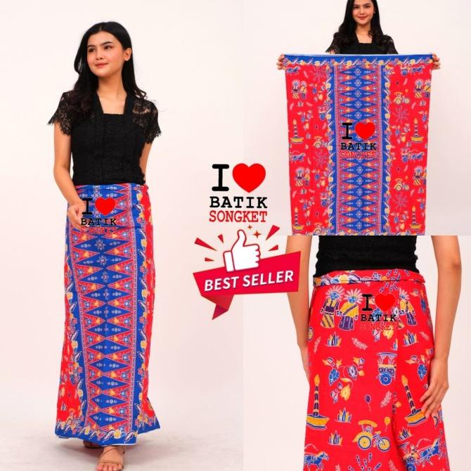 Jual sarung ondel betawi motif 4 tumpal pucuk rebung kain batik jakarta ...