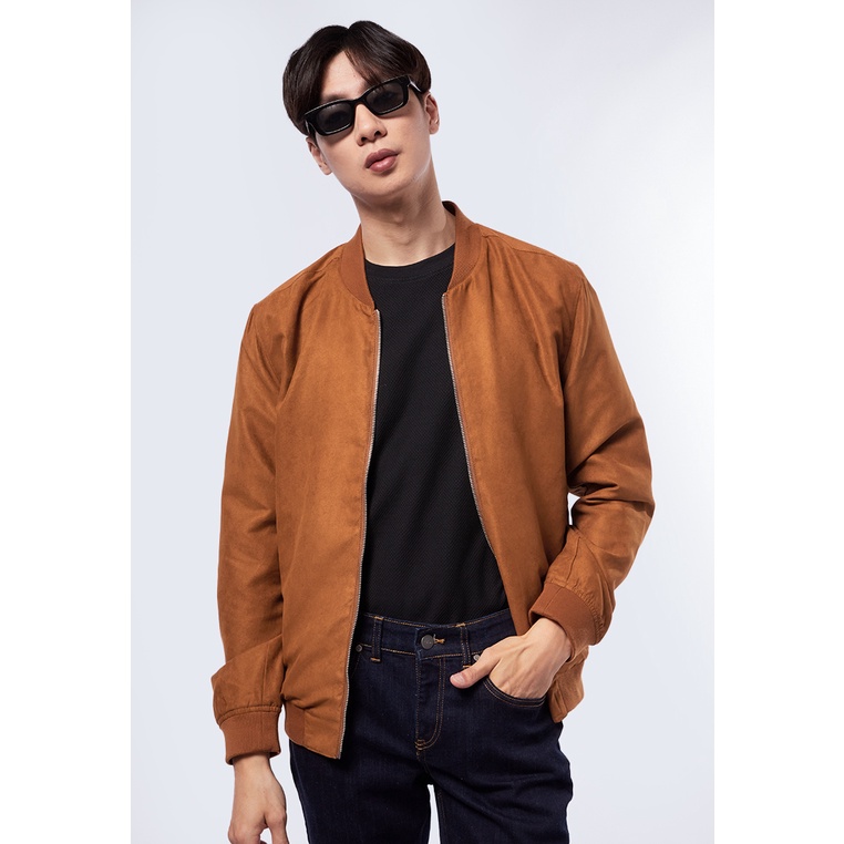 Jual Executive Slim Fit Suede Bomber Jacket | Shopee Indonesia