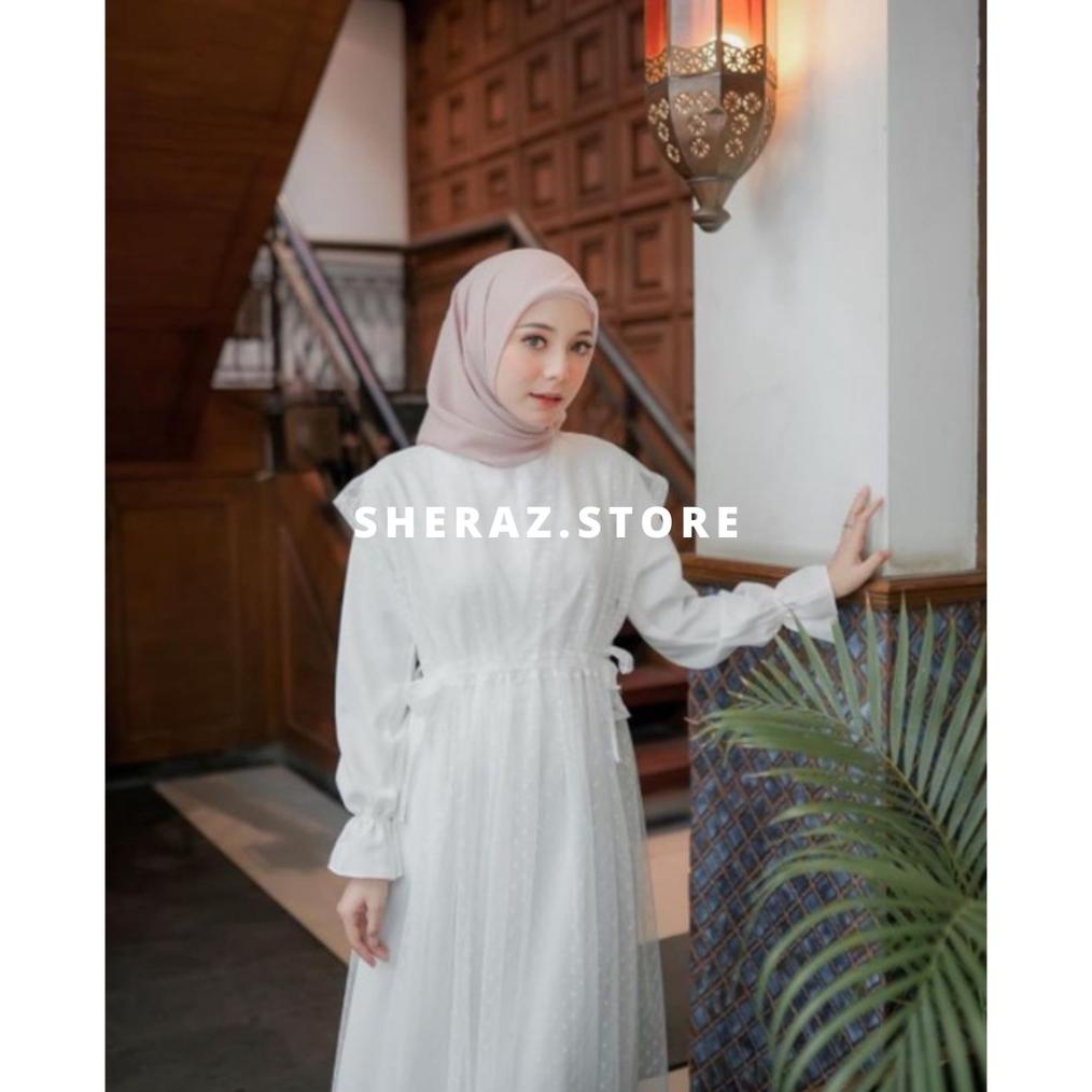 Jual Viral Violita Set Dress + Outer - Gamis Tile Putih Hitam Kondangan ...