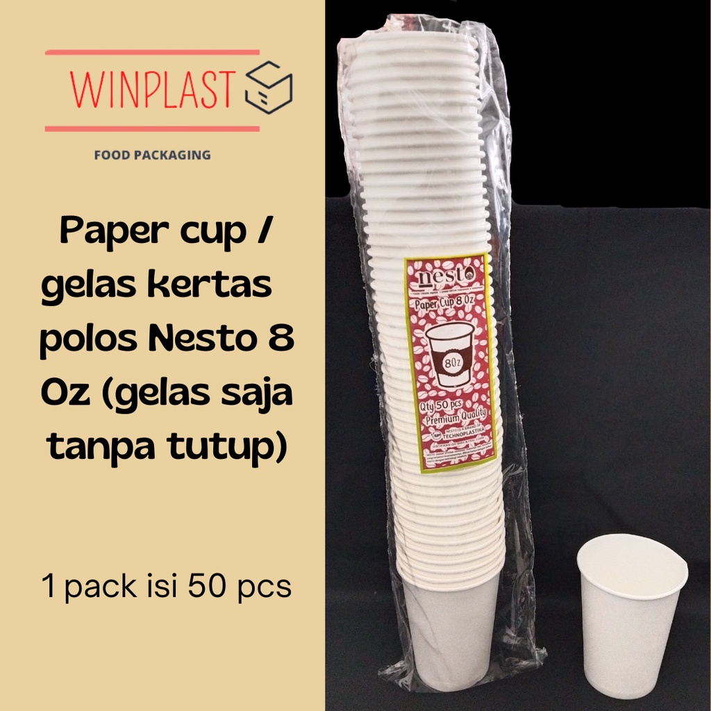 Jual Nesto Paper Cup / Gelas Kertas Polos 8 Oz isi 50 pcs | Shopee ...