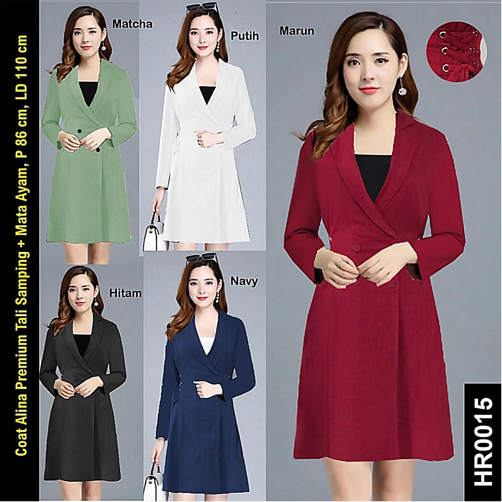 Jual HR 0015 COAT: Coat Wanita Korean Style Premium Blazer Dress Polos ...