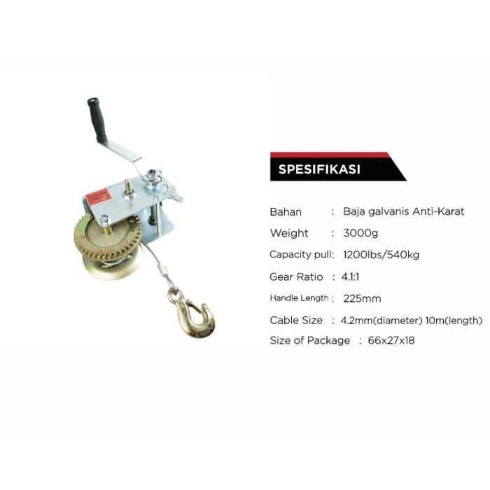 Jual Hand Winch 2400Lbs Katrol Manual 2400Lbs / 1056 Kg | Shopee Indonesia