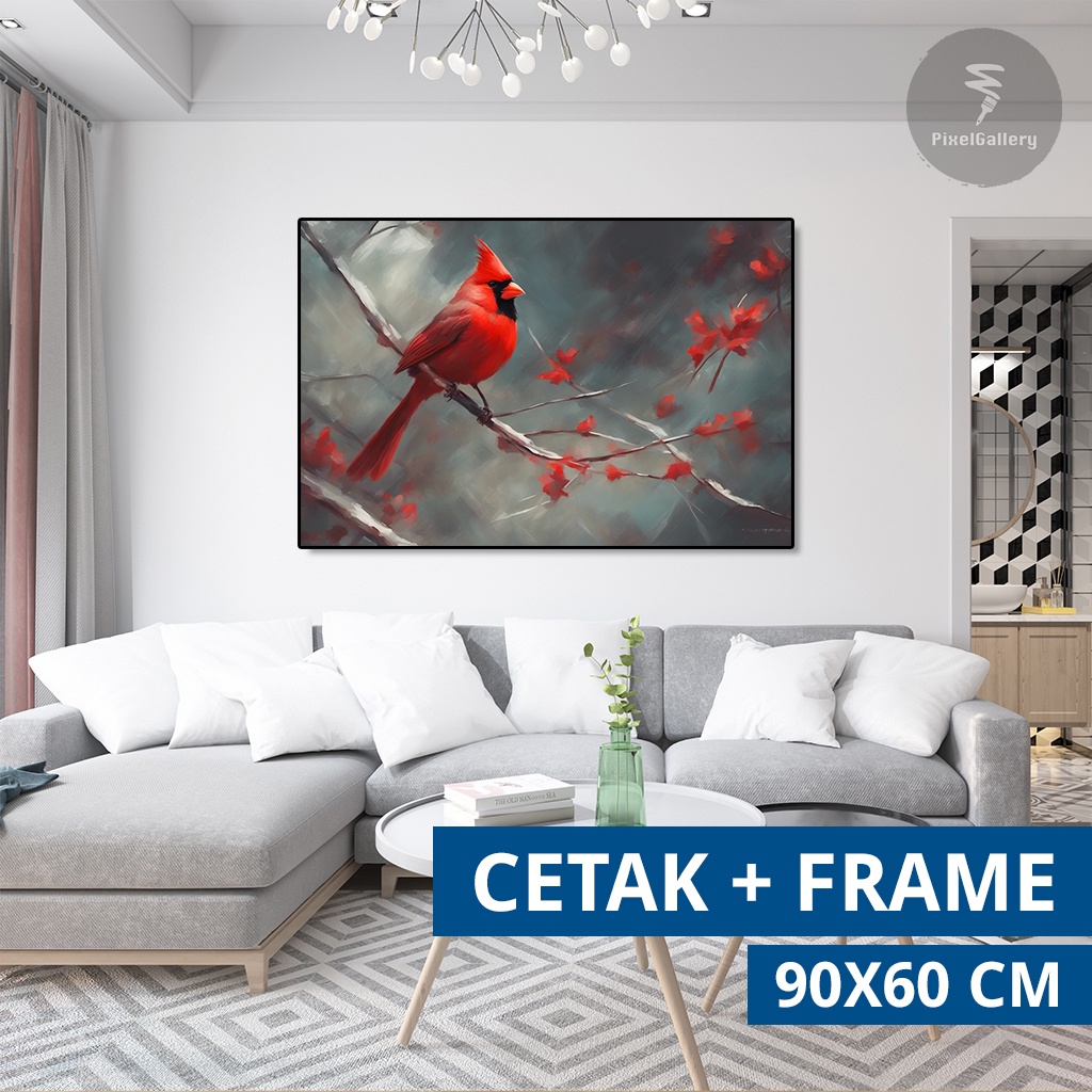 Jual Lukisan MEGAJUMBO 90X60 Burung Robin Merah II Hiasan Dinding ...