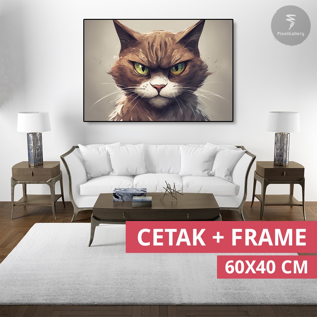 Jual Lukisan SUPERJUMBO 60X40 Kucing Tatapan Tajam Hiasan Dinding ...