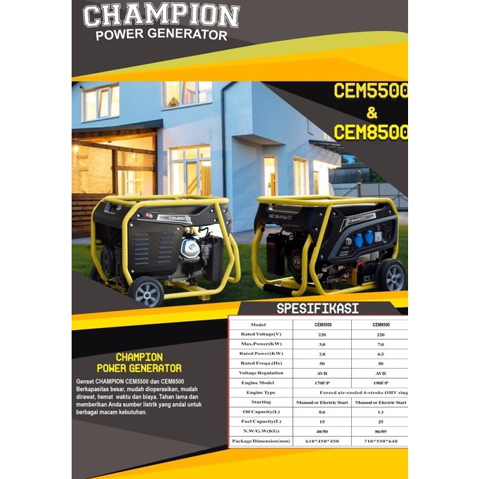 Jual Jual Murah Genset 5000 watt 6000 watt 7000 watt Champion Power ...