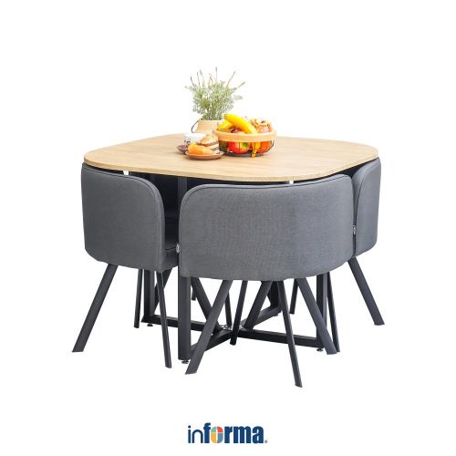 Jual Informa Dutton Set Meja Makan 4 Kursi - Abu-Abu Oak Dining Table ...