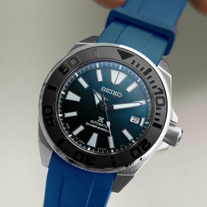 Jual CURVED RUBBER SEIKO SRPB49K1 -RUBBER STRAP SEIKO SAMURAI 22MM BIRU ...