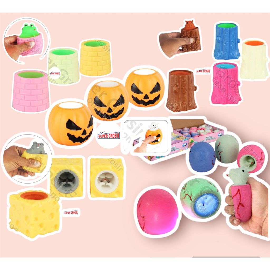 Jual Mainan Anak Squishy Pop Up_Labu Halloween_Keju Tikus_Sumur Katak ...