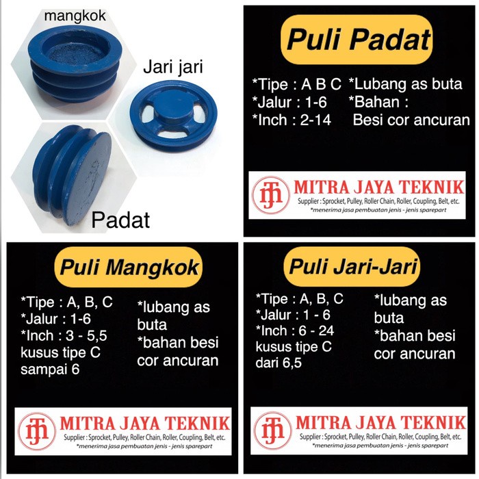 Jual Puli Besi Jari A2 X 10 Inch Pully Pulley Polly Poli 2 Jalur ...