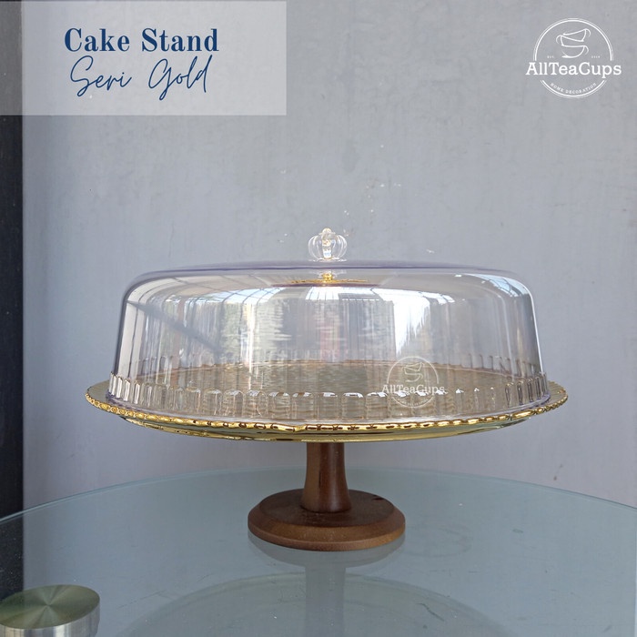 Jual Promo Allteacups Cake Stand Tempat Kue Gold Keramik Tutup Akrilik ...