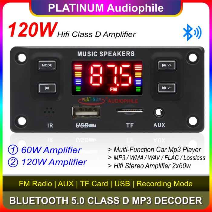 Jual Modul MP3 Bluetooth Amplifier 2x 60W 2x 30W Class D Mp3 Decoder ...