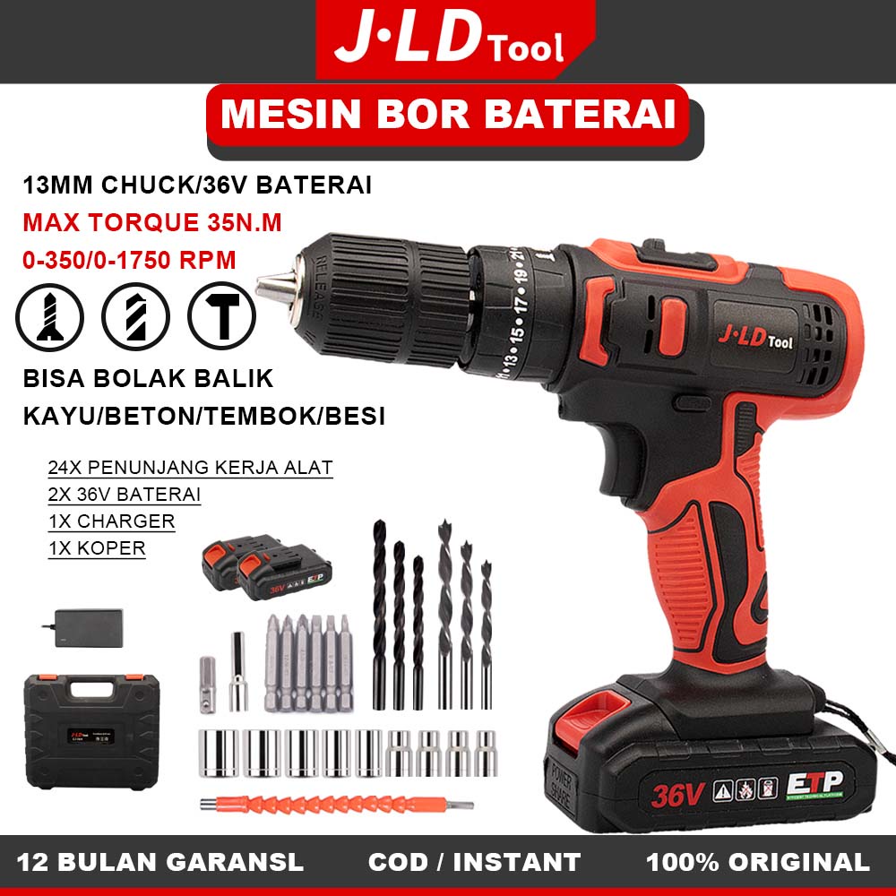 Jual JLD 13MM MESIN BOR BATERAI 36v impact bor cas bor kayu bor tembok ...