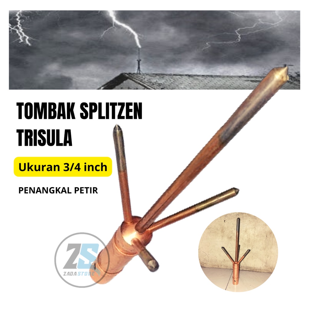 Jual Penangkal Anti Petir Trisula Untuk Rumah Tombak Splitzen 3/4 Inch ...