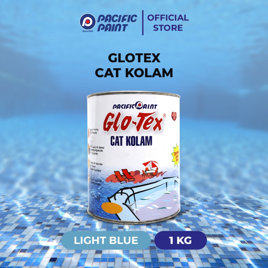 Jual Glotex Cat Kolam-Cat khusus permukaan waterproof- LIGHT BLUE-1kg | Shopee Indonesia