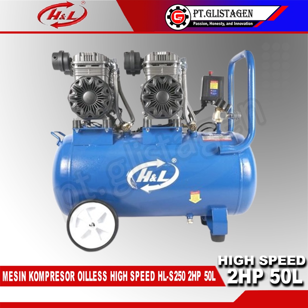 Jual HL S250 Mesin Kompressor Angin Listrik OILLESS High Speed 2 HP 50L | Shopee Indonesia