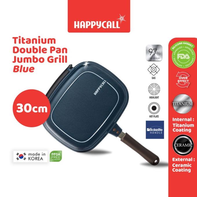 Jual Happycall Titanium Double Pan Jumbo Grill Blue | Shopee Indonesia