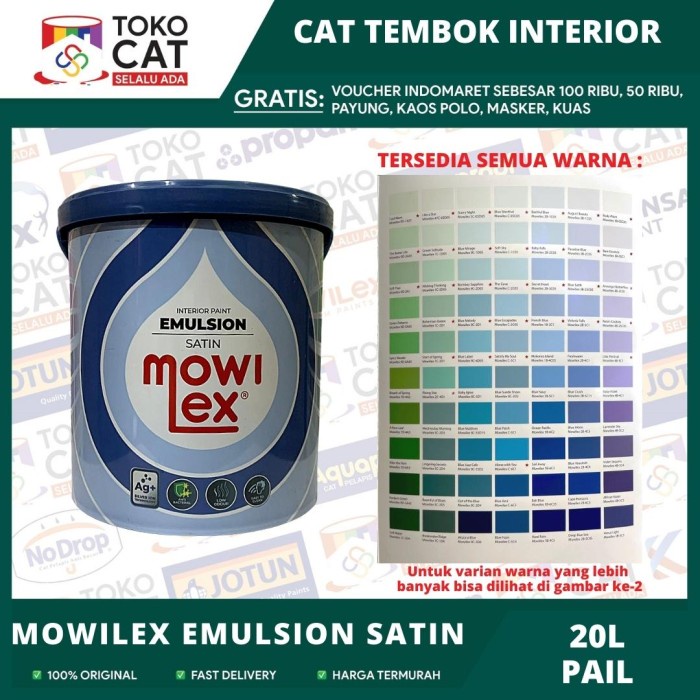 Jual Mowilex Emulsion Satin Cat Tembok Interior Anti Bakteri Putih 20