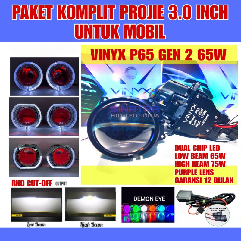 Jual Paket Biled 3.0 Inch Vinyx P65 Gen 2 Komplit Untuk Mobil Motor ...