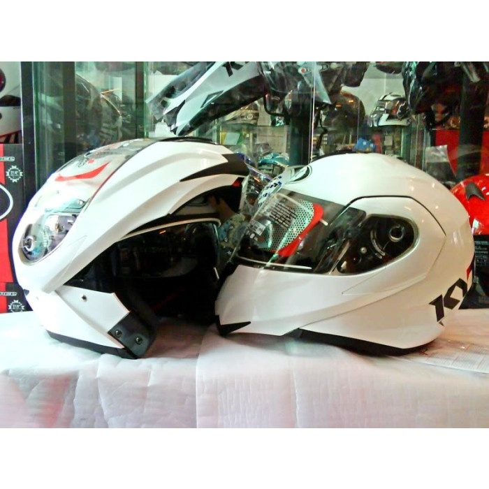 Jual Helm Kyt Modular White Solid Fullface Flip Up Putih Glossy Full ...
