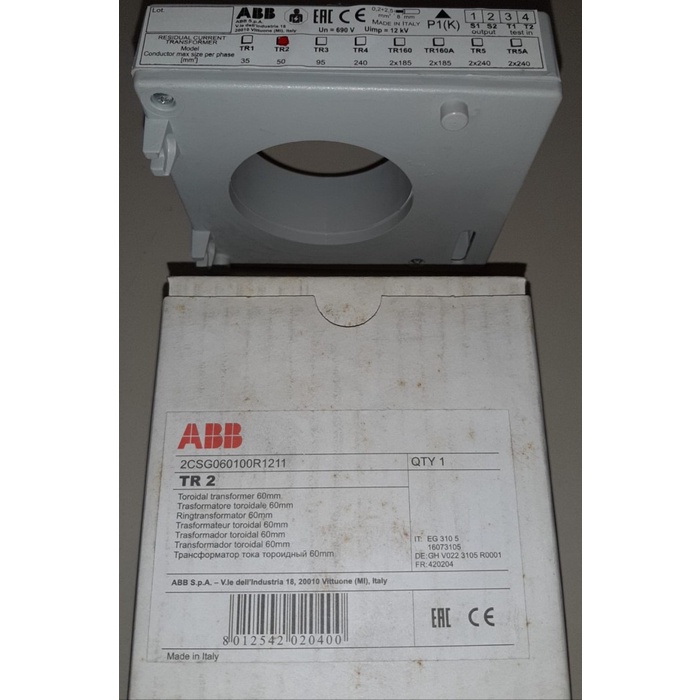 Jual Ori Abb Tr 2 Tr2 2Csg060100R1211 Ct Toroid 60Mm Terbaru | Shopee ...