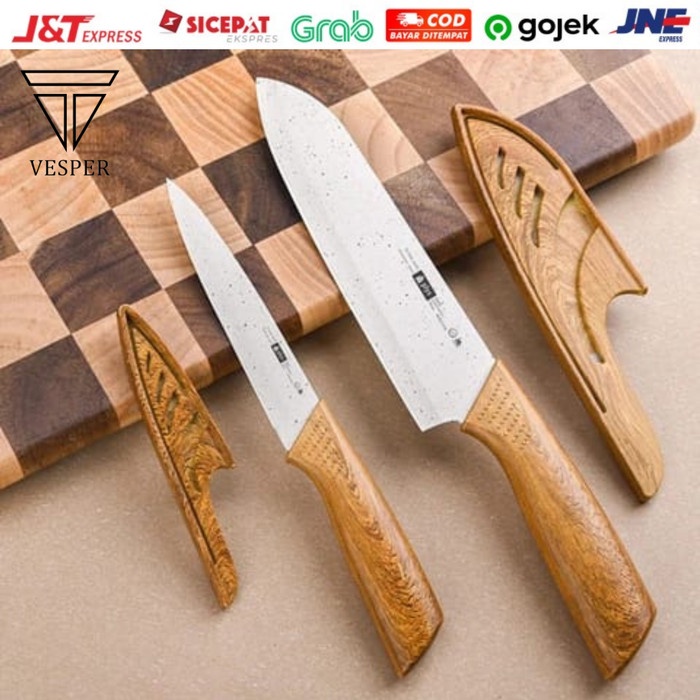 Jual paket set pisau chef dan pairing knife / pisau dapur buah sayur ...