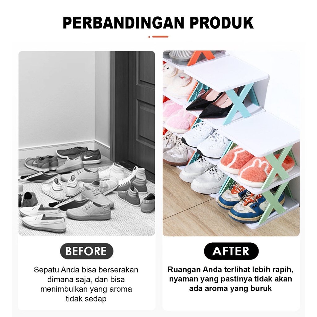 Jual Rak Sepatu Plastik Minimalis 4 Susun Tempat Sepatu Sandal ...