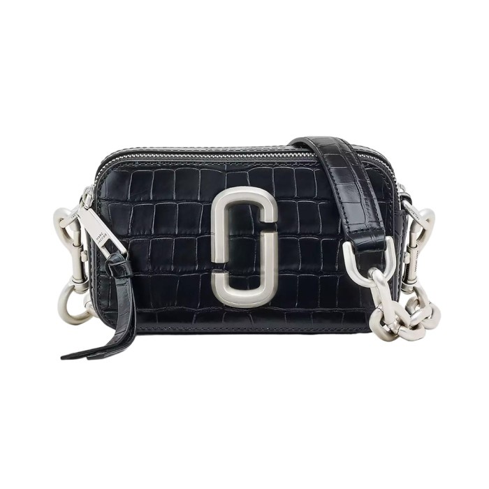 Jual Marc Jacobs The Croco Embossed Shoulder Snapshot Bag Black ...