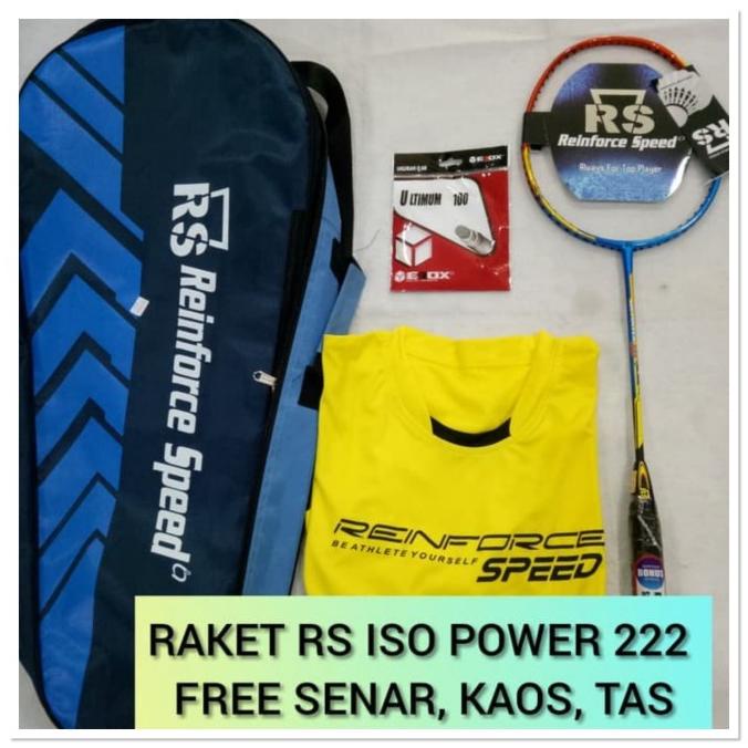 Jual Raket Badminton Rs Iso Power 222 Lengkap +Tas+Kaos Senar Grip ...