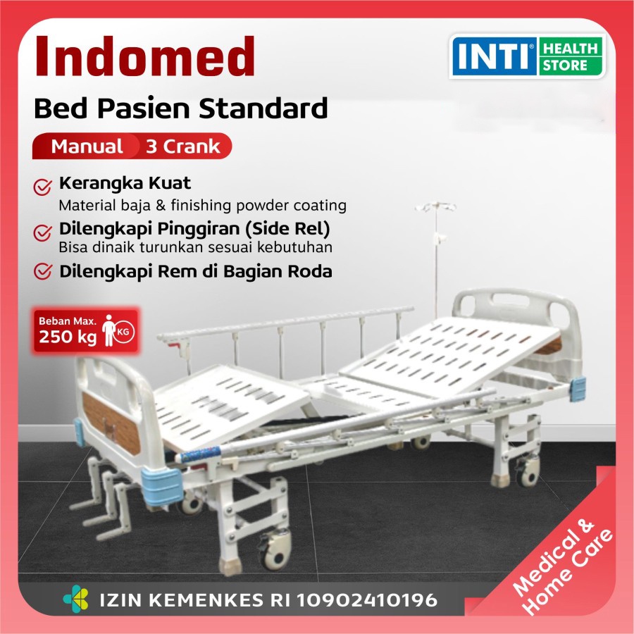 Jual INDOMED | Bed Pasien 1 / 2 / 3 Crank | Hospital Bed | Ranjang ...