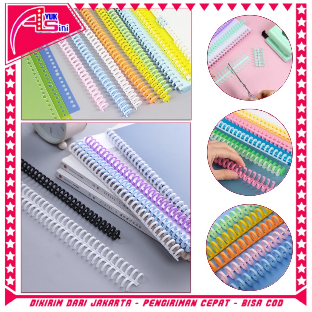 Jual AS Ring Binder Plastik Spiral 30 Lubang DIY Spiral Binder Strip ...