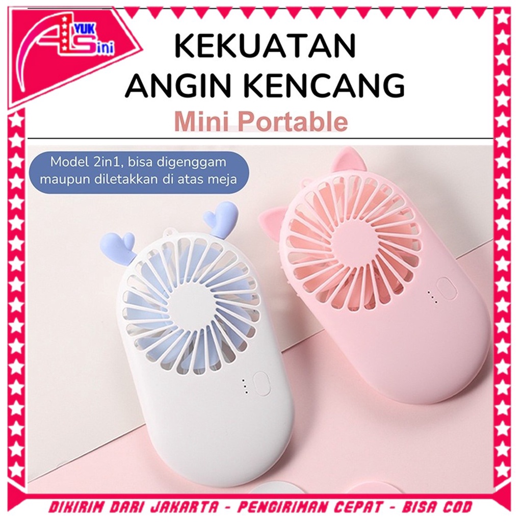 Jual AS Kipas Angin Portable 2 IN 1 Cute Pocket Mini Fan USB Cooling ...