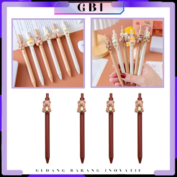 Jual GBI Pulpen Tinta Gel Cair Hitam Motif Beruang Pena Cetekan ...