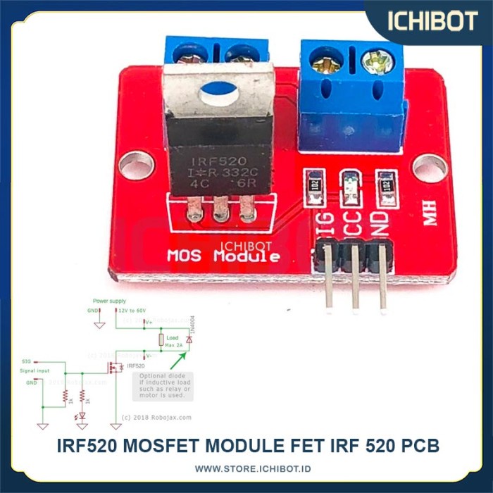 Jual IRF520 Mosfet Module FET IRF 520 PCB Driver Motor | Shopee Indonesia