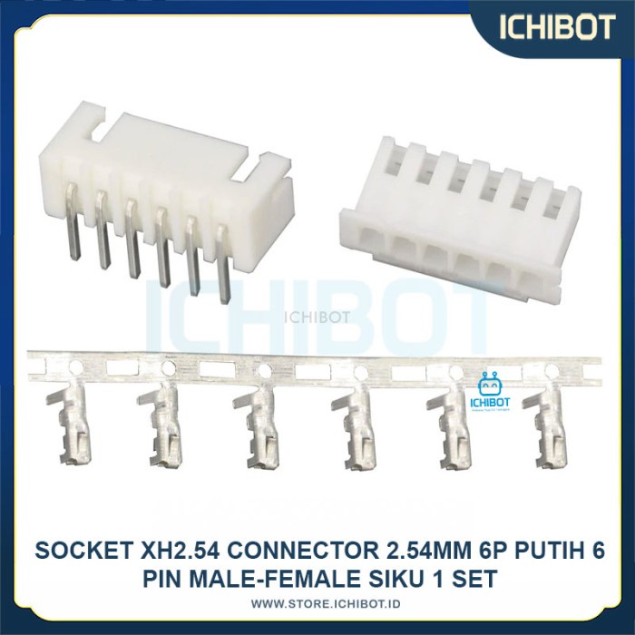 Jual Socket XH2.54 Connector 2.54mm 6P Putih 6 Pin Male Female Siku 1 Set | Shopee Indonesia