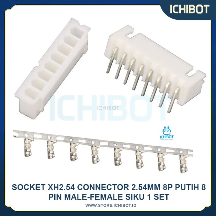 Jual Socket XH2.54 Connector 2.54mm 8P Putih 8 Pin Male Female Siku 1 Set | Shopee Indonesia