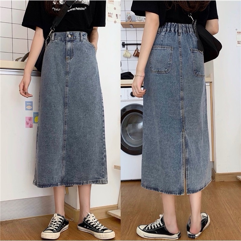 Jual Rok Jeans Viral Rok Jins Kasual Korean Style Kekinian Model Casual ...