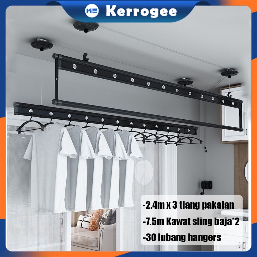 Jual 100% Antirust Lifting Jemuran Baju Alumunium 1.5/2.4M Hanger ...